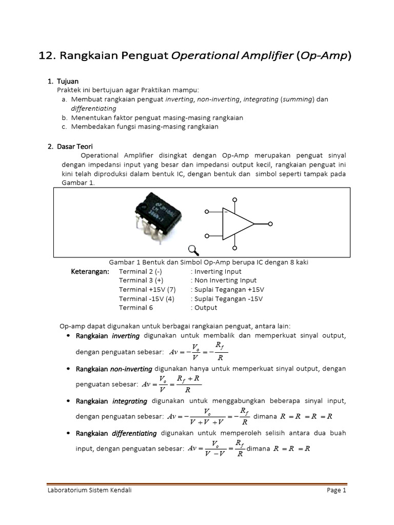 Jobsheet 12 Rangkaian Penguat Op-Amp | PDF
