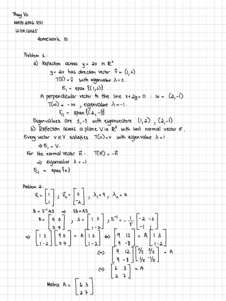 Linear Algebra - Homework 10 PDF | PDF | Eigenvalues And Eigenvectors ...