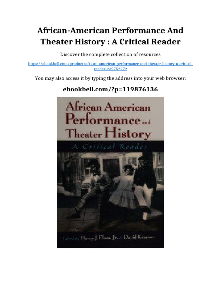 African-American performance and theater history : a critical reader ...