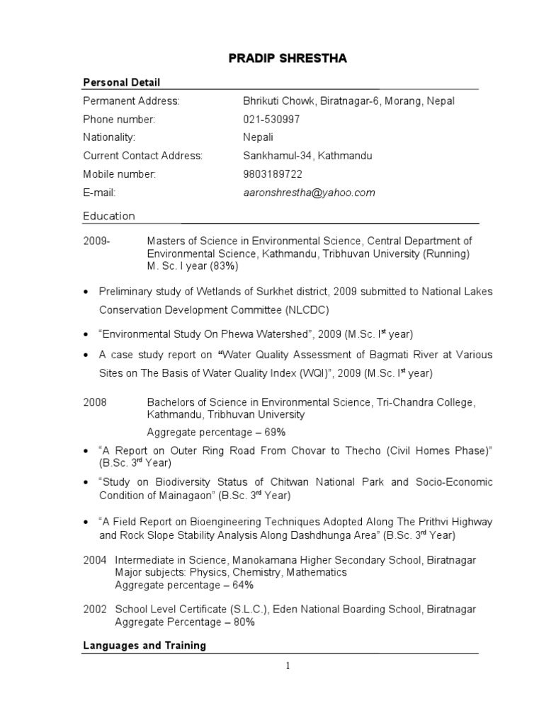 Pradip Resume | Download Free PDF | Nepal | Kathmandu