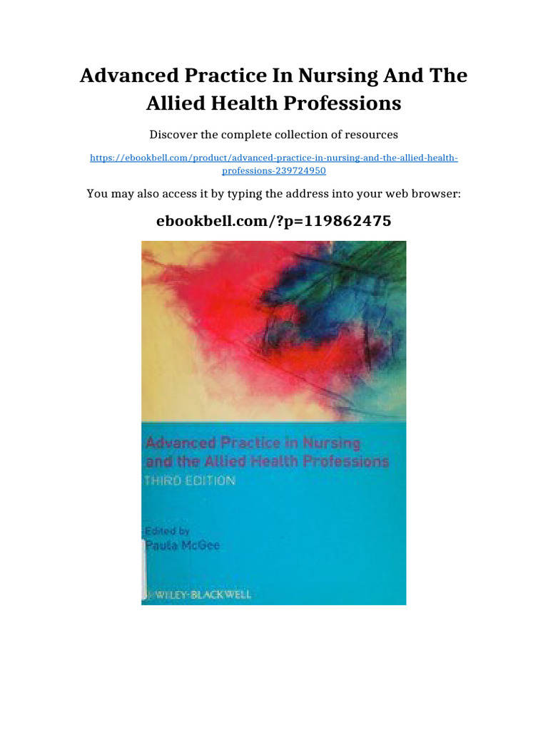 Advanced Practice in Nursing and The Allied Health Professions All ...