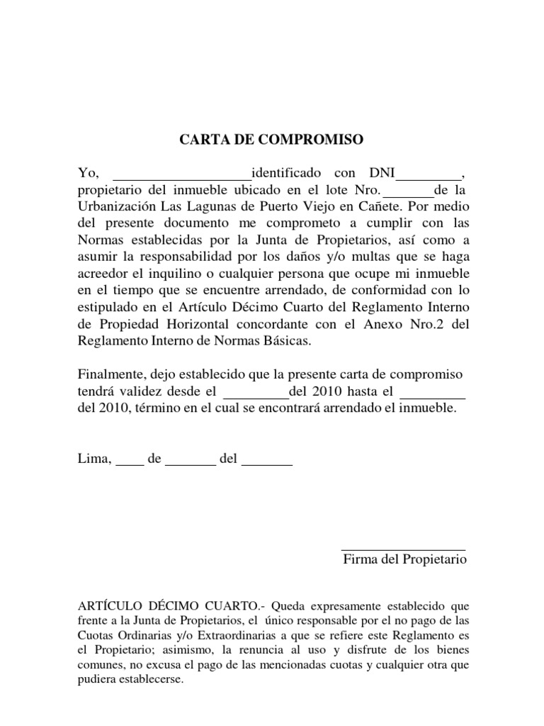 3 Modelo Carta Compromiso | PDF