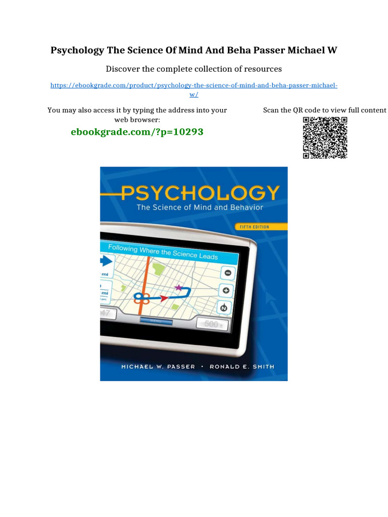Psychology The Science of Mind and Beha Passer Michael W download full ...