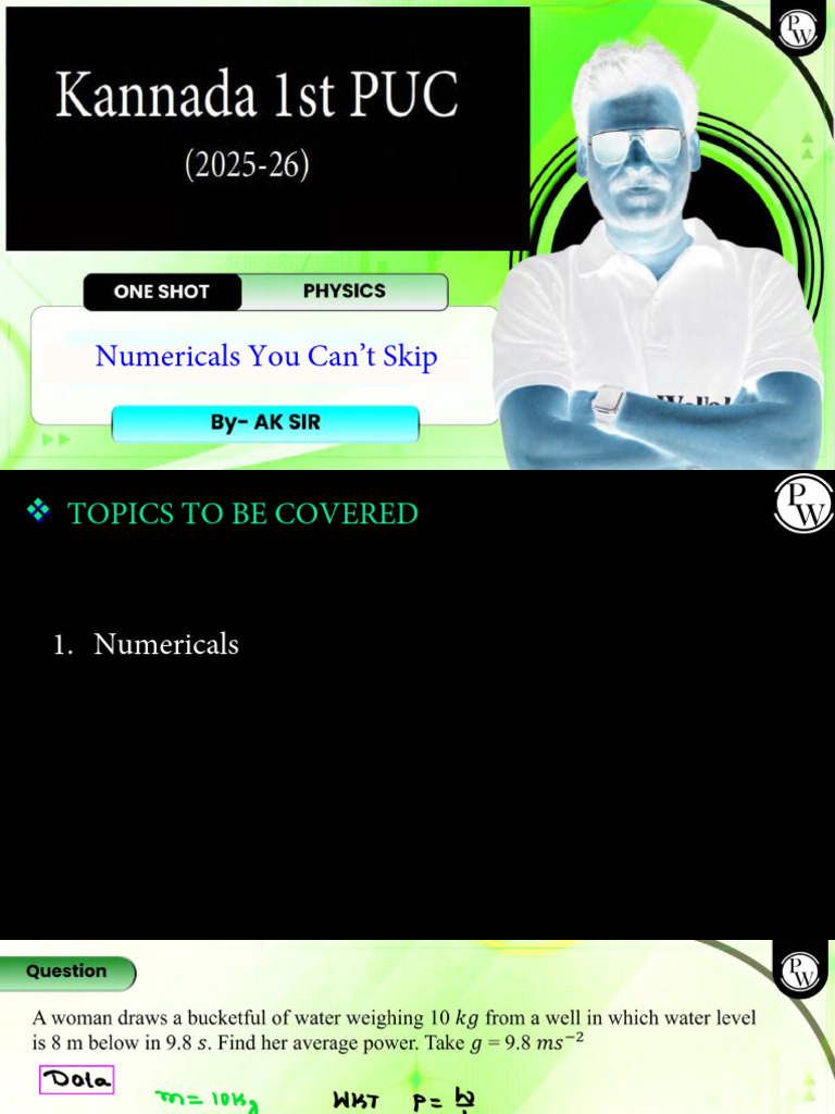 Numericals You Can't Skip - Class Notes - Kannada 1st PUC (2025-26 ...