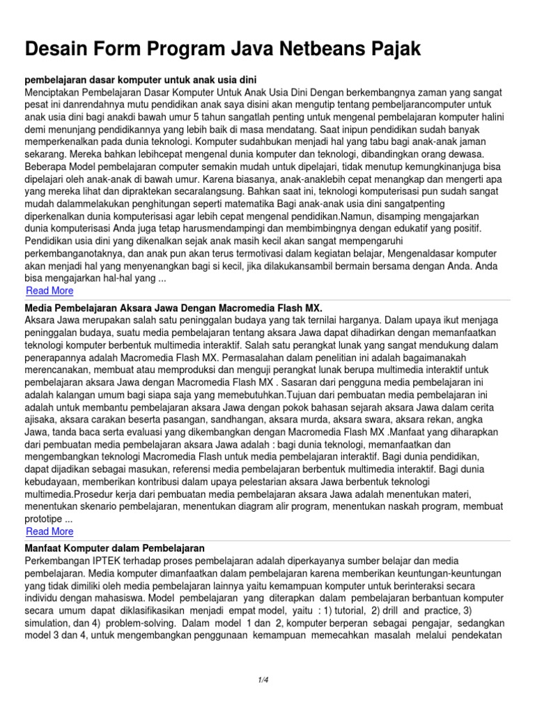 Desain Form Program Java Netbeans Pajak | PDF | Bisnis