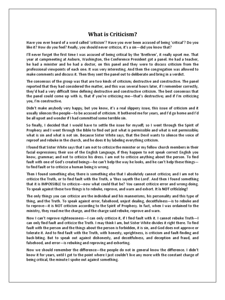 What Is Criticism | PDF | Truth | Religious Belief And Doctrine