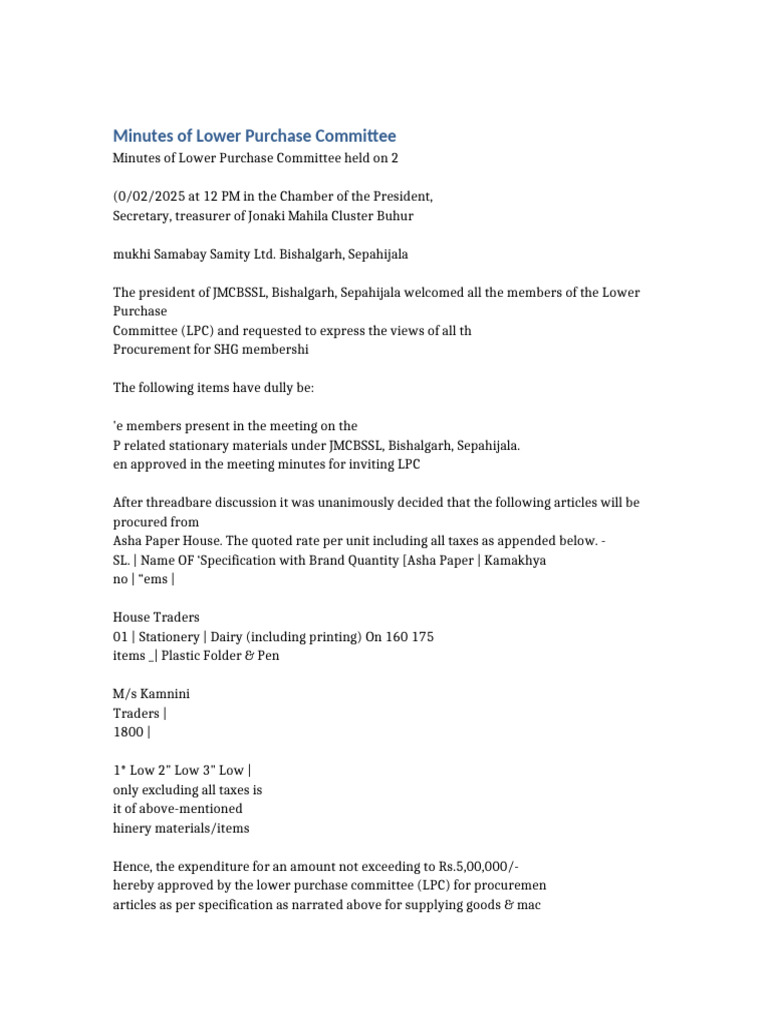 Minutes LPC Committee | PDF