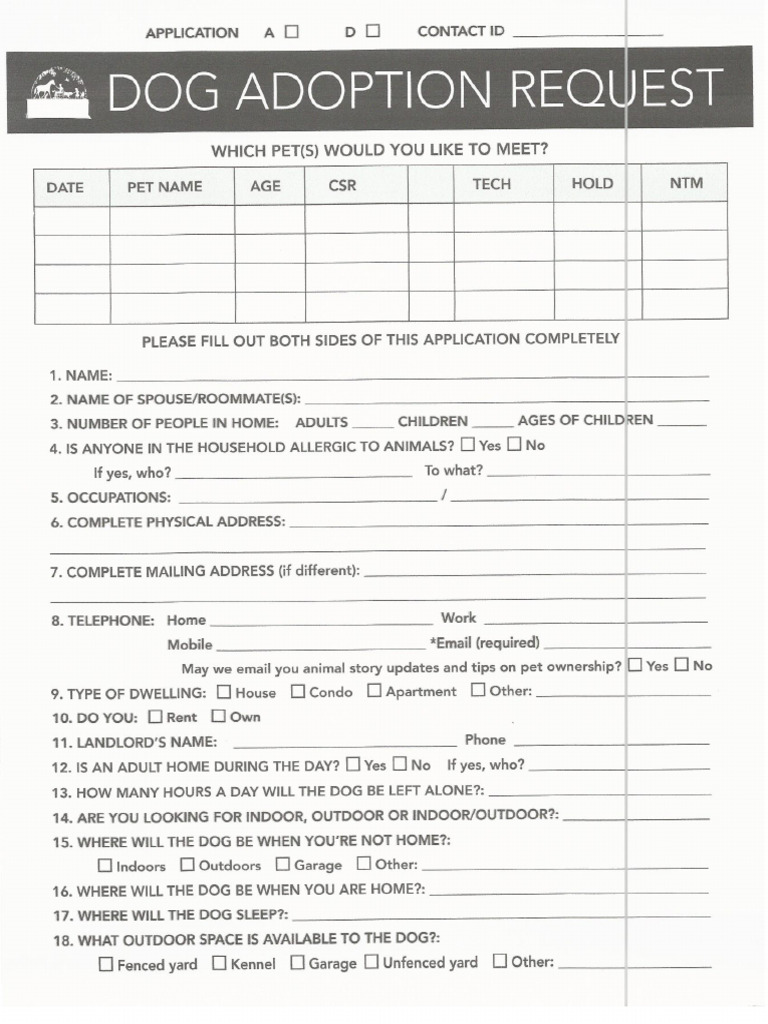 Application For Adoption | PDF