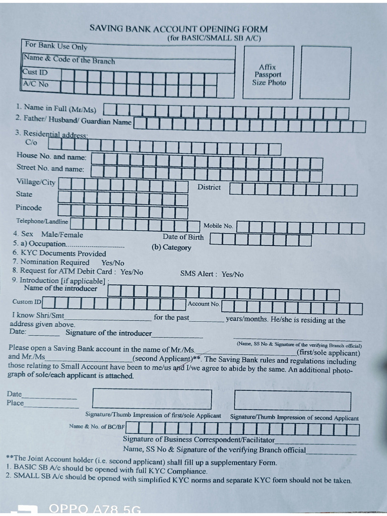 Bank form | PDF
