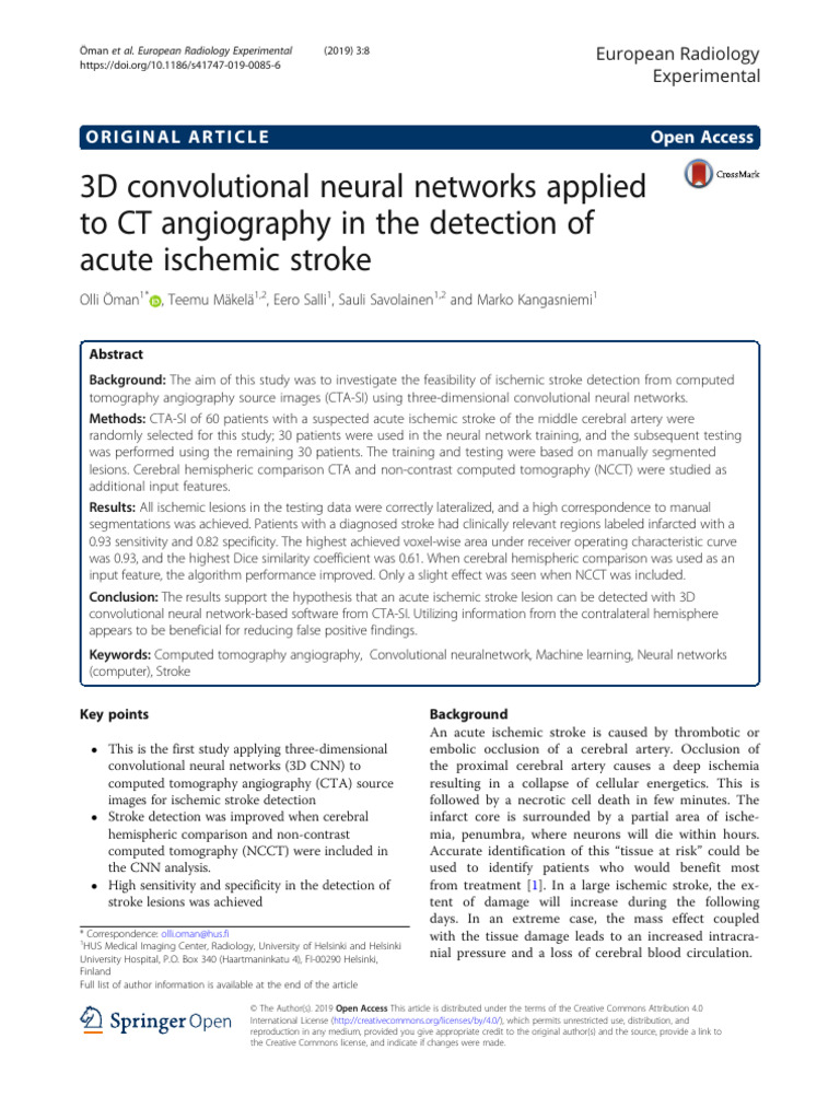 3D Convolutional Neural Networks Applied | PDF | Stroke | Ct Scan
