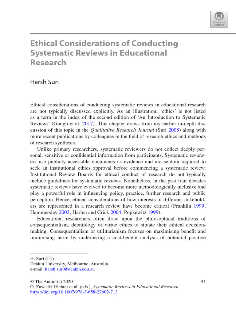 Ethical Considerations of Conducting Systematic Re | PDF | Systematic ...