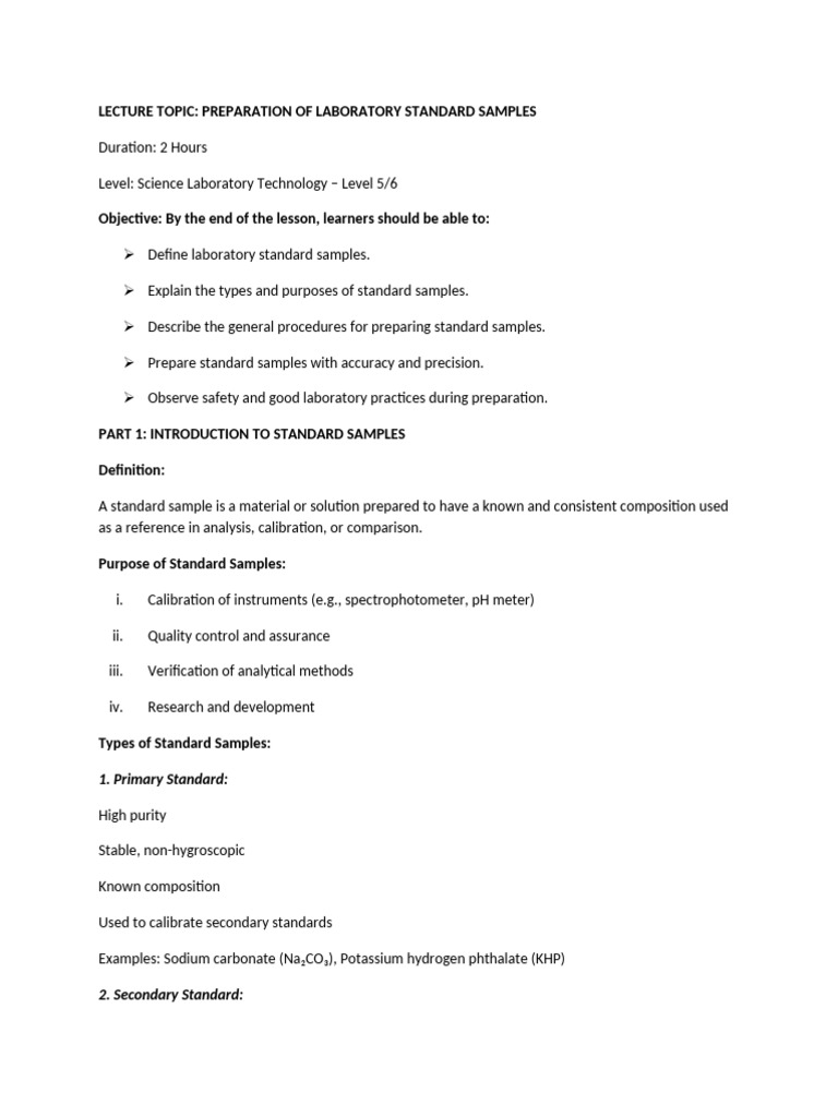 Laboratory Standard Samples | PDF | Analytical Chemistry | Chemistry