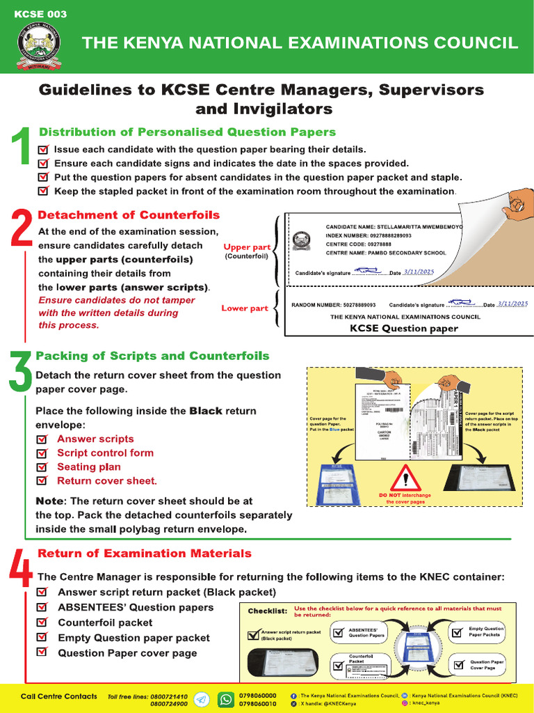 KCSE 003-Guidelines To KCSE Centre Managers | PDF