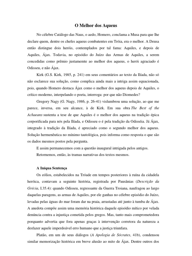 O Melhor Dos Aqueus | PDF | Aquiles | Ilíada
