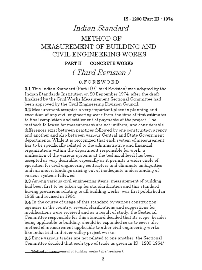Indian Standard: Method of Measurement of Building and Civil ...