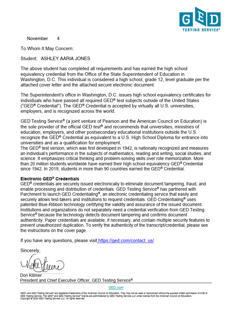 GED Certificate | PDF | General Educational Development