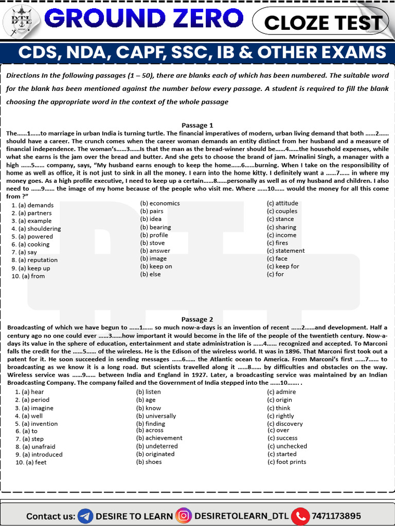 1. Cloze Test-Ground Zero by DTL | PDF | Climate Change | Earth Sciences