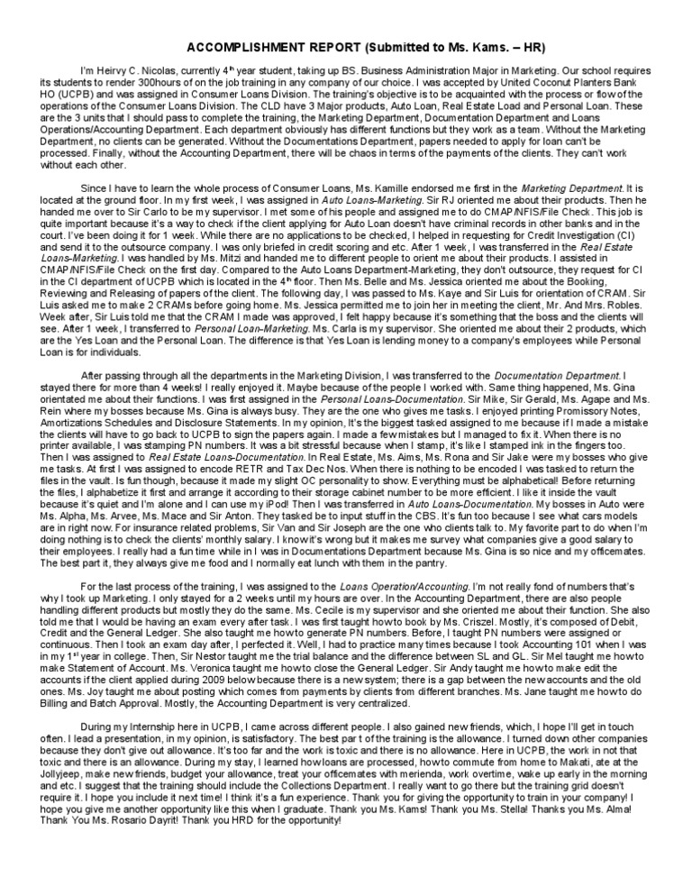 Accomplishment Report | PDF | Debits And Credits | Accounting