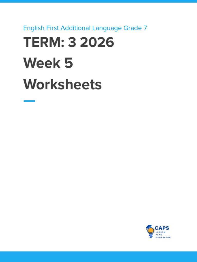 7_English First Additional Language_TERM- 3_Week 5 _worksheets | PDF ...