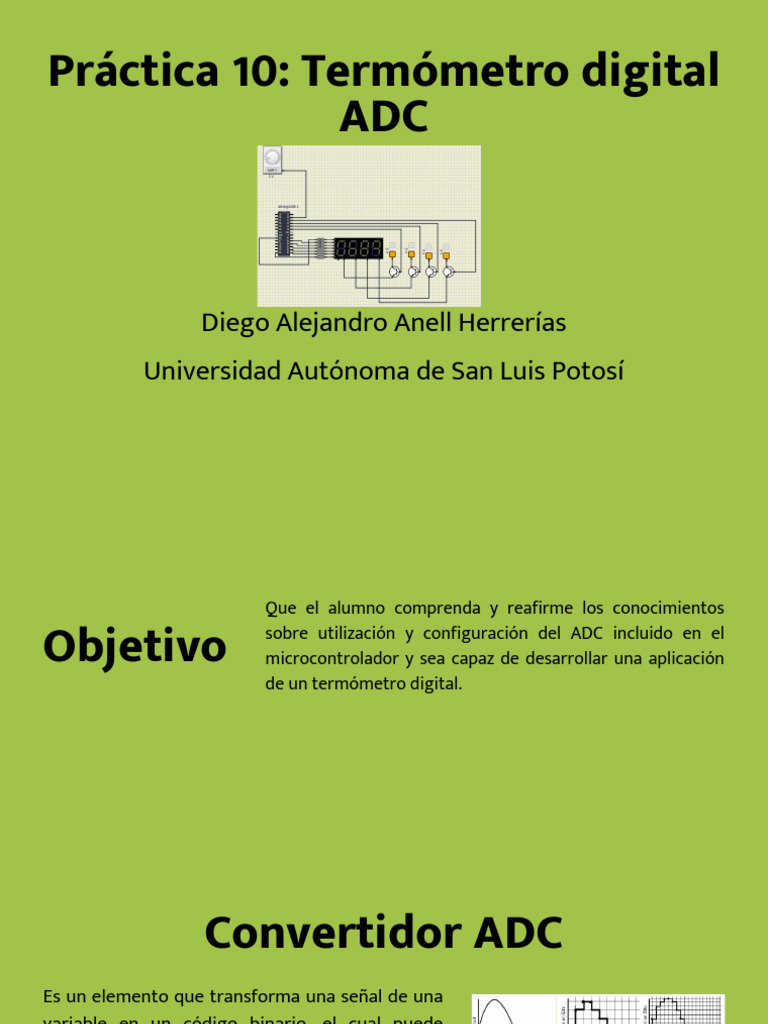 Práctica 10 Termómetro Digital ADC | PDF