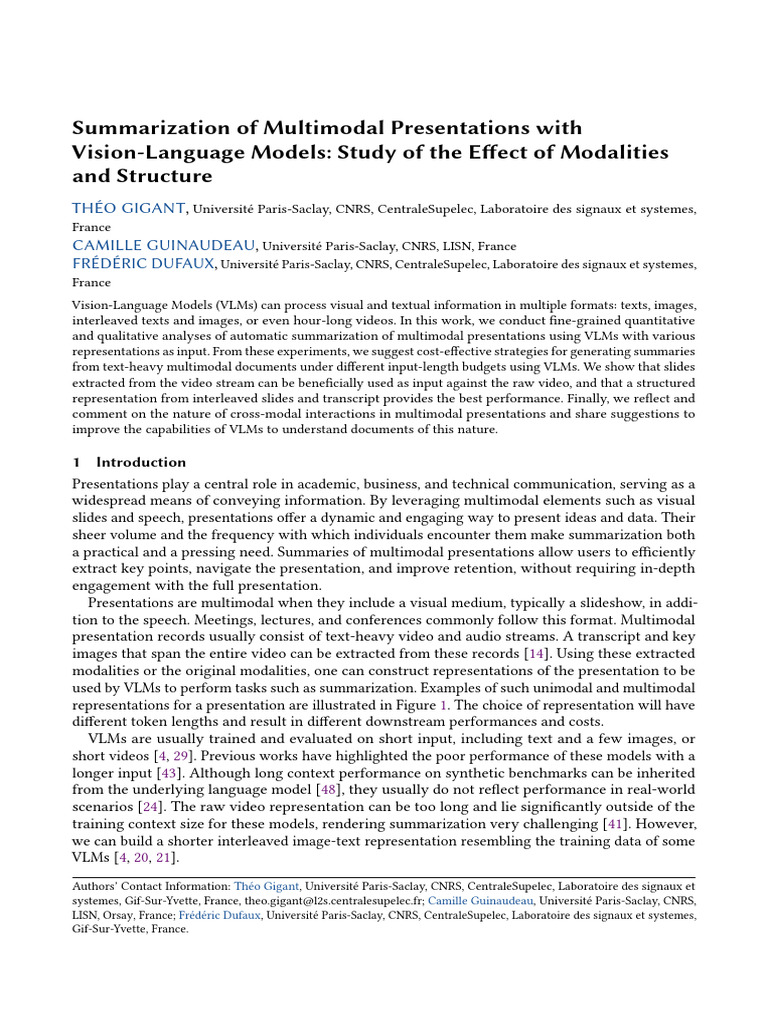 Summarization of Multimodal Presentations With Vis | PDF | Computing ...