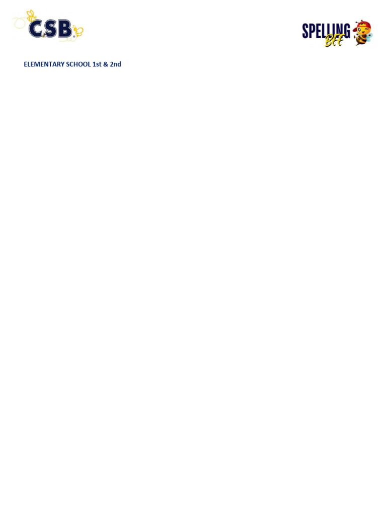 Spelling Bee List 1st and 2nd Grades 2025 2026 | PDF | Chess | Chess ...