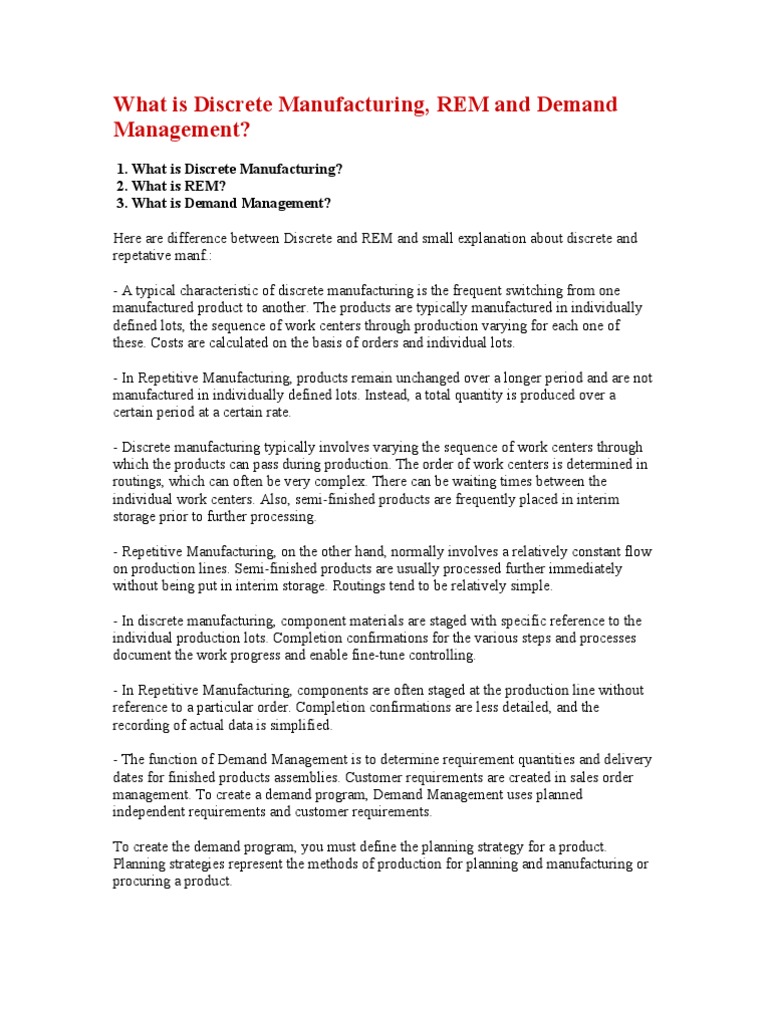 What Is Discrete Manufacturing | PDF | Scheduling (Production Processes ...