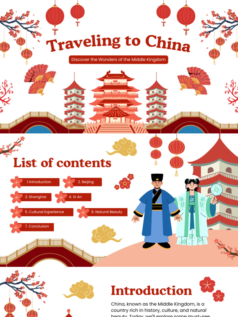 White and Red Illustrative Traveling to China Presentation | PDF