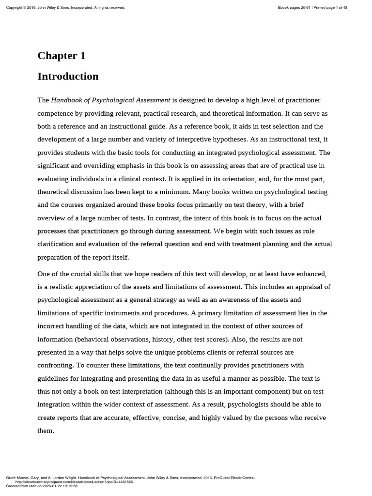 Handbook of Psychological Assessment ---- (Chapter 1 Introduction) | PDF
