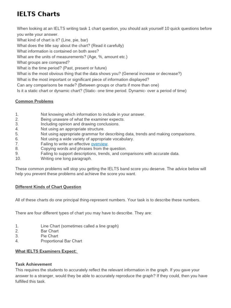 IELTS Chart Checklist | PDF | Vocabulary | Word