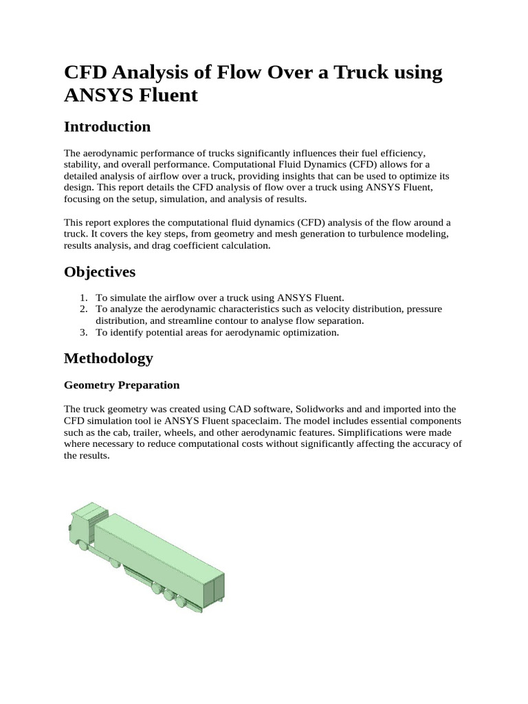 CFD Analysis of Flow Over A Truck Using ANSYS Fluent | PDF ...