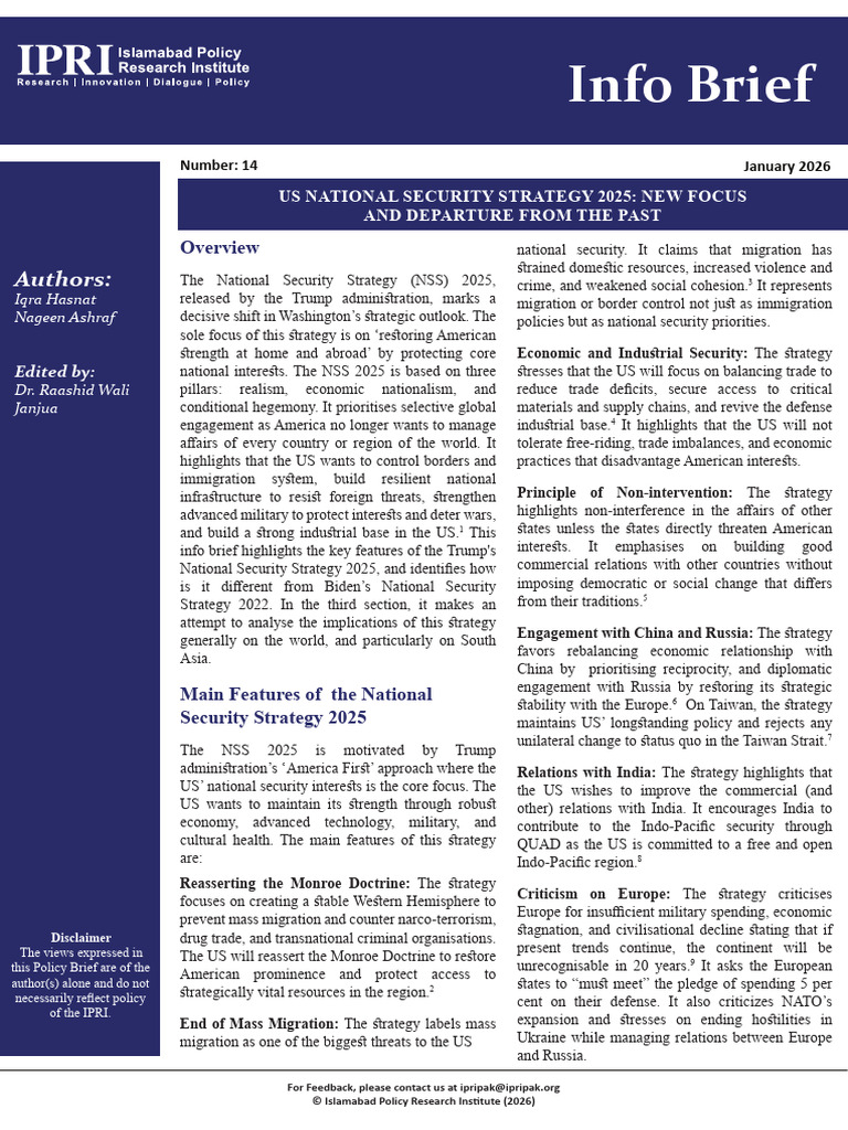 National Security Strategy 2025 Updated 26 Jan | PDF | The United ...