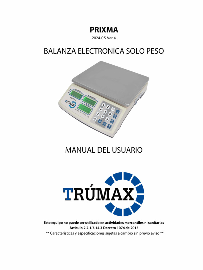 Manual Usuario Bascula Trumax Pixma | PDF | Electrónica