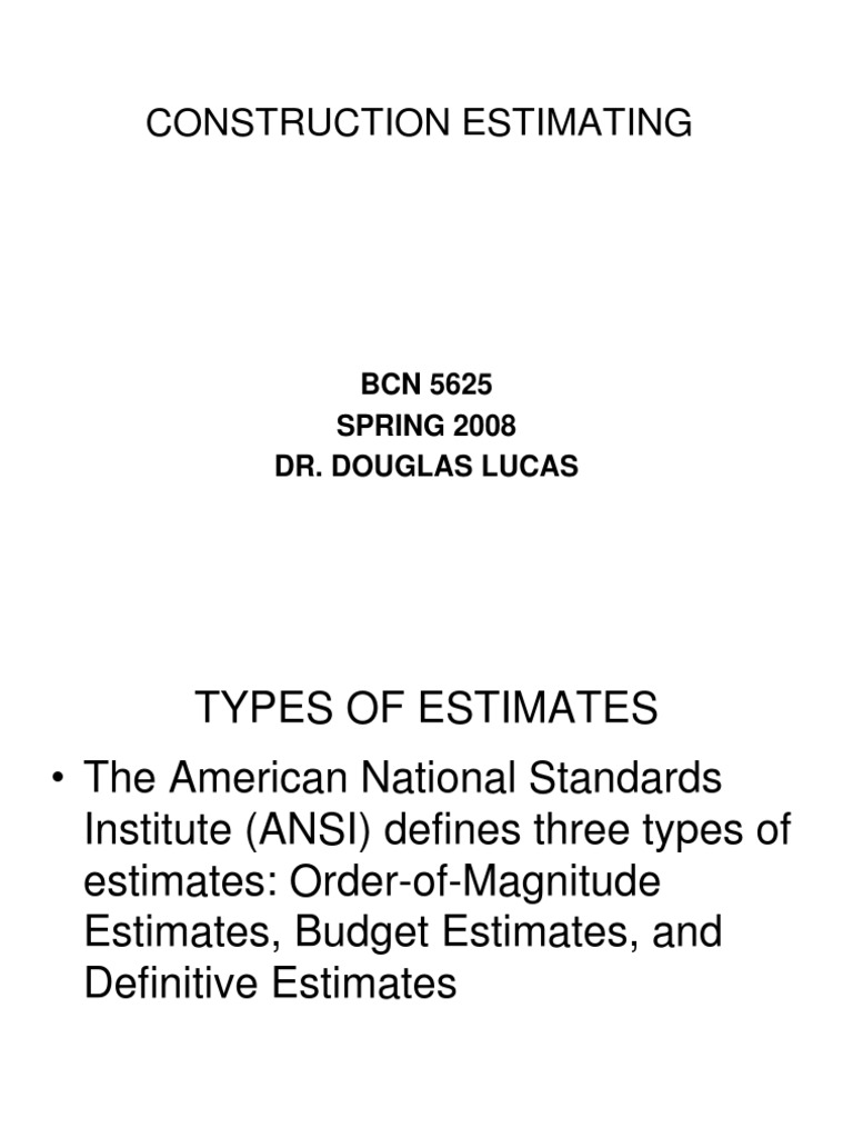 Construction Estimating | PDF | Specification (Technical Standard ...