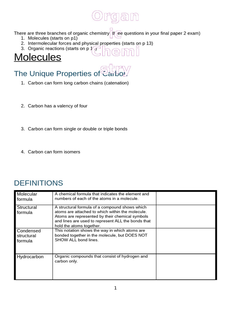 Organic Chemistry Notes Booklet | PDF | Functional Group | Ester