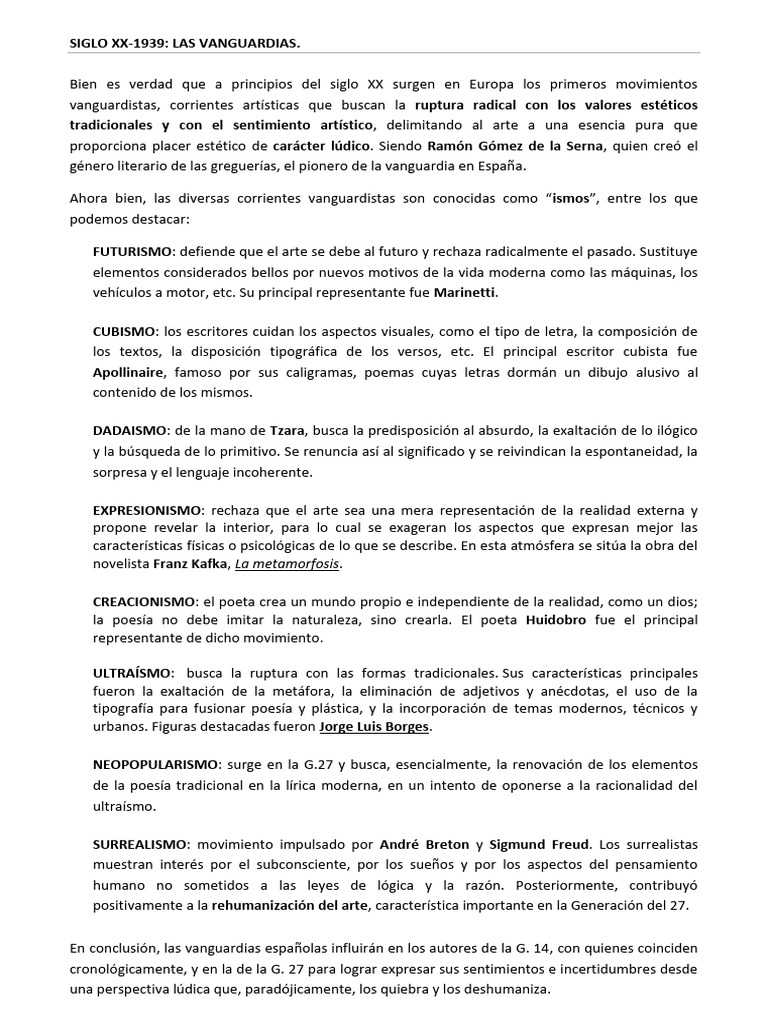 1. Siglo XX-1936 Las Vanguardias-combinado | PDF | Vanguardia | Surrealismo