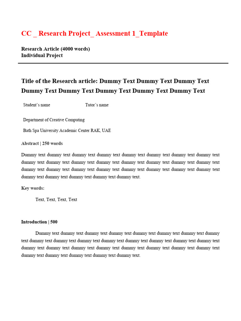 RP Template Assessment 1 | PDF