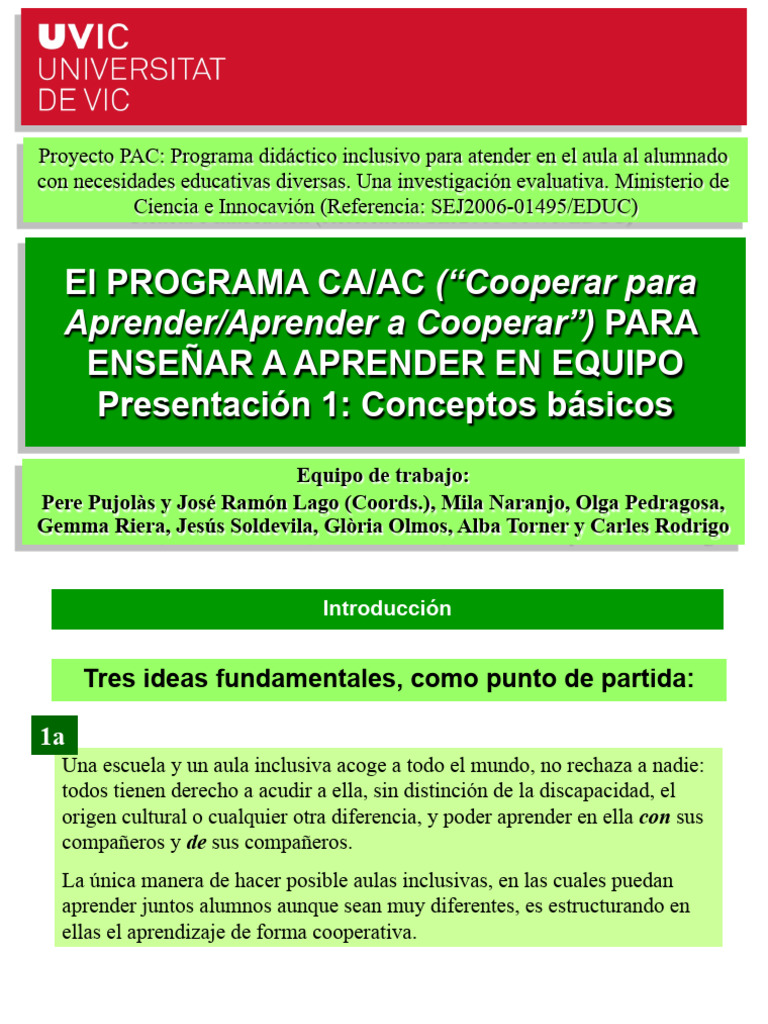 Cooperar Para Aprender Aprender a Cooperar Conceptos Basicos | PDF ...