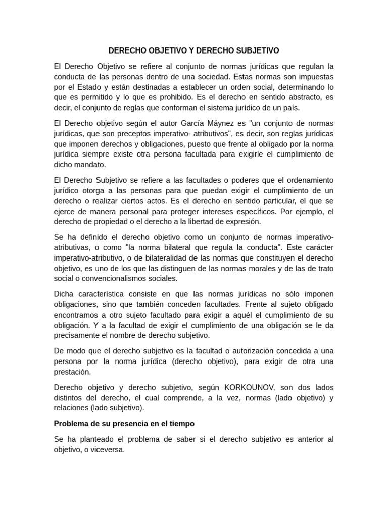 Derecho Objetivo y Derecho Subjetivo | PDF | Derechos | Justicia