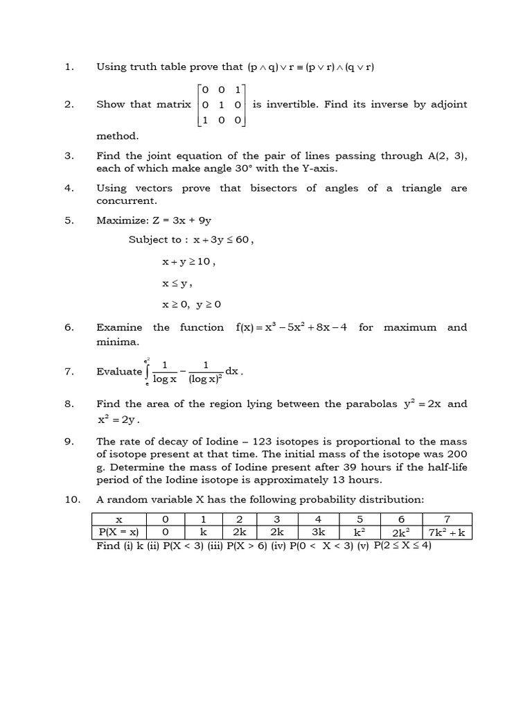 HSC Maths Practical Exam Questions | PDF