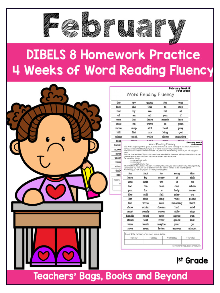 DIBELS 8 Homework Practice 4 Weeks of Word Reading Fluency: Teachers ...