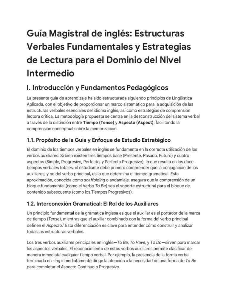Guía de Aprendizaje de Inglés I | PDF | Verbo | Comprensión lectora
