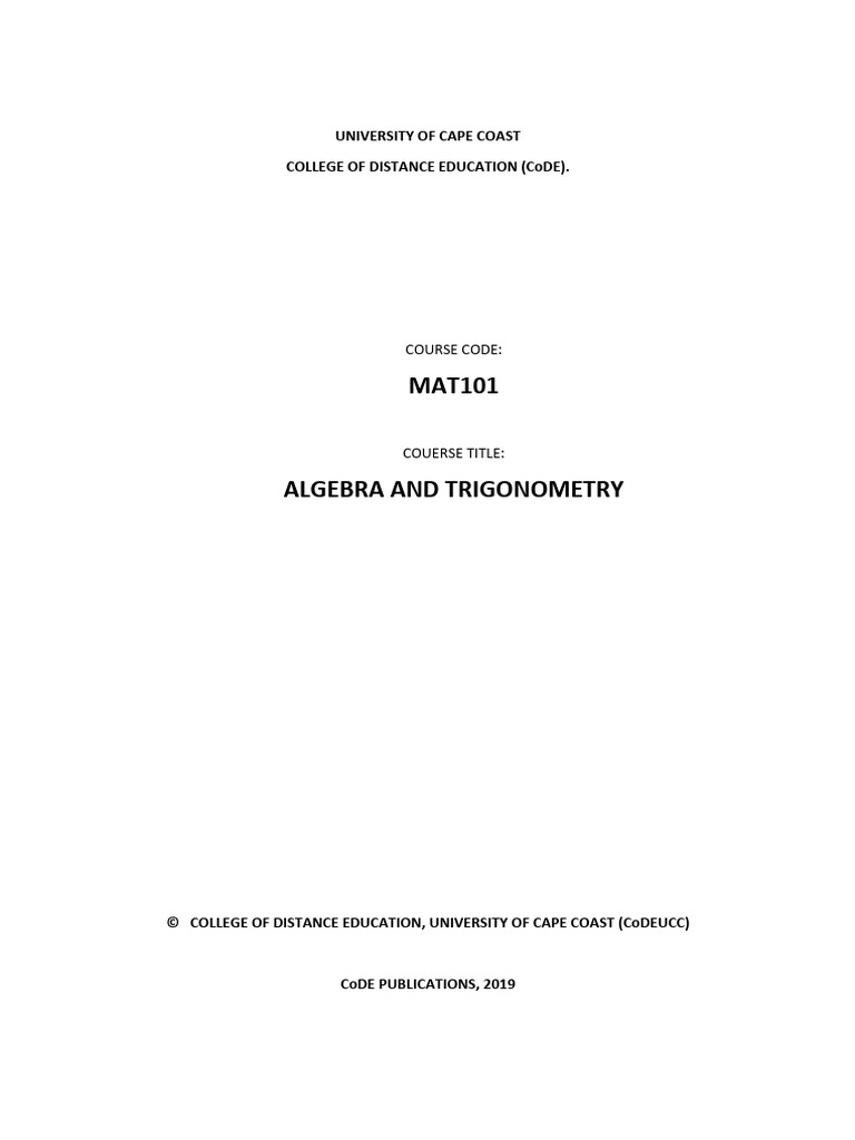 Algebra and Trigonometry | PDF | Set (Mathematics) | Trigonometric ...