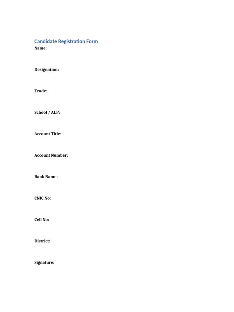 Candidate Registration Form | PDF