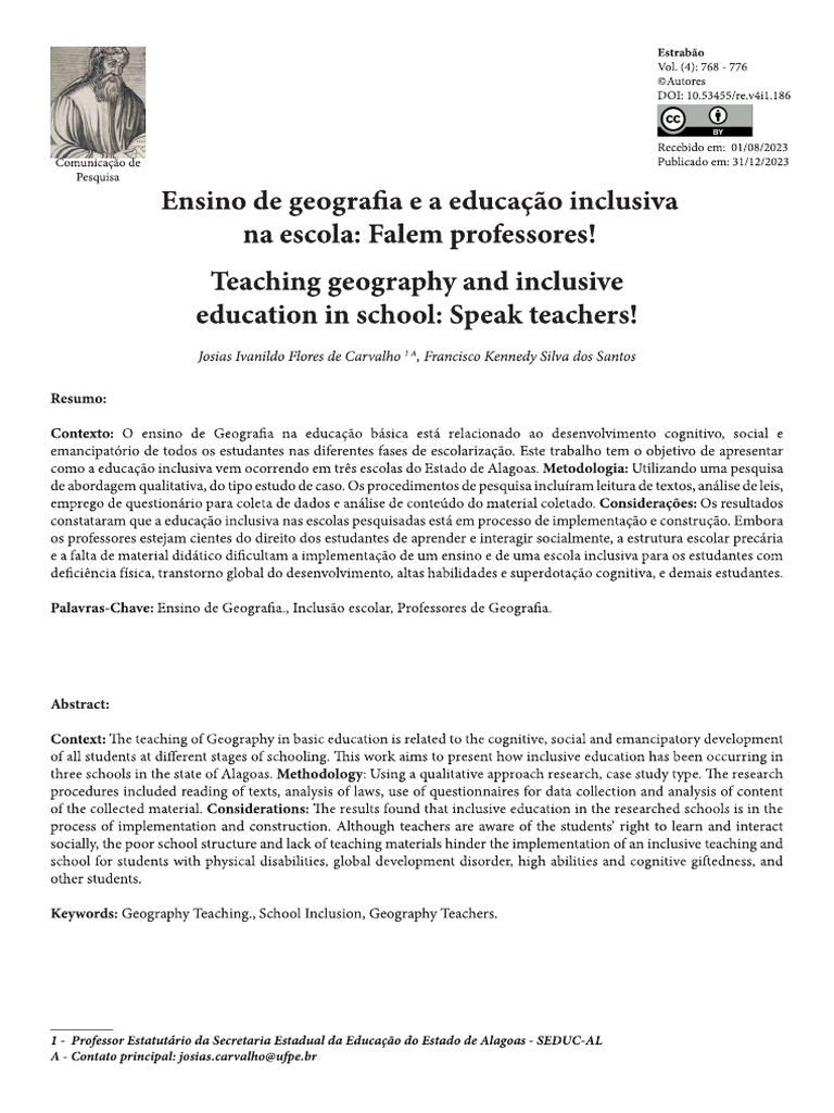 Ensino de Geo e Ed Inclusiva Falem Professores | PDF
