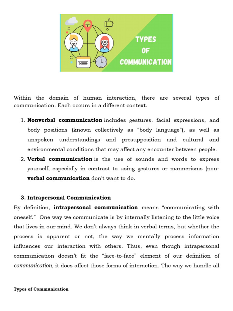 Types of Communication | PDF | Communication | Interpersonal Communication