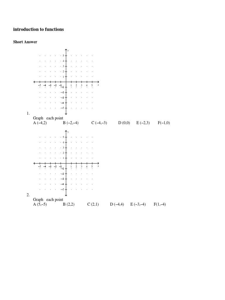 Introduction To Functions: Short Answer | PDF | Algebra | Teaching ...