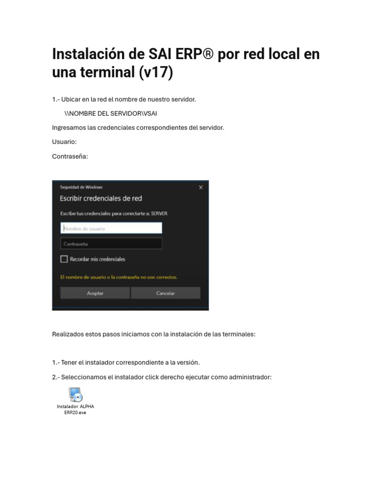 Instalación de Sai Erp Con Instalador en Terminales1 | PDF