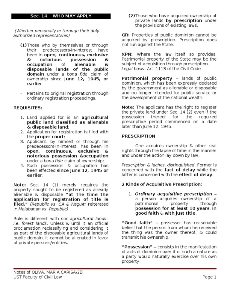 Sec. 14 Who May Apply: (Whether personally or through their duly ...