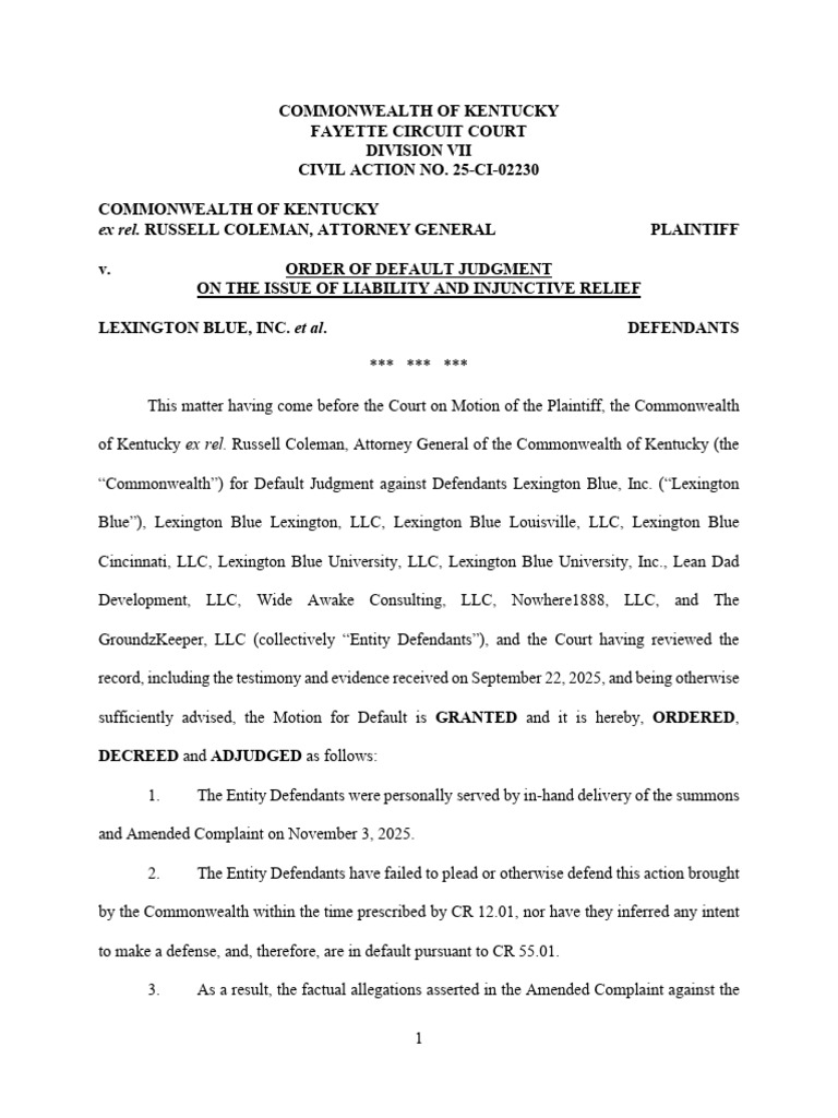 33 - Default Judgment Order-Entered | PDF | Virginia Circuit Court ...